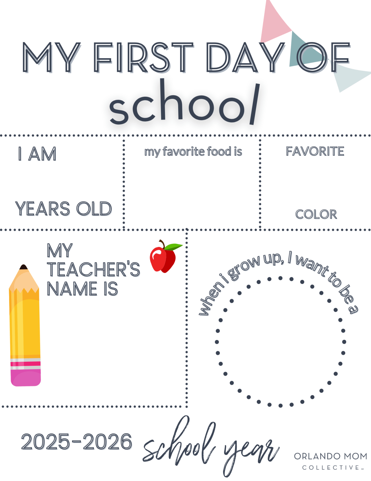 First Day of School Printables!!